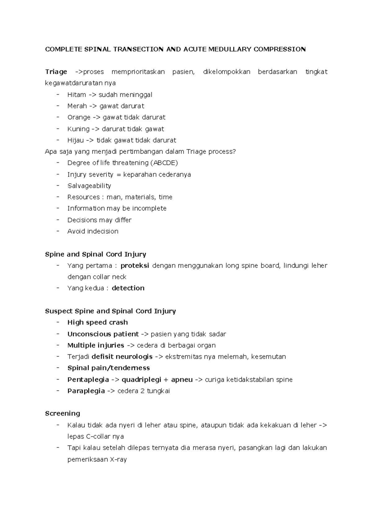 11. Complete Spinal Transection AND Acute Medullary Compression ...
