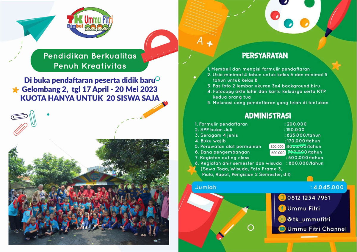 Brosur 1 - flayer - TK Ummu ceel Bimbel 3 A Pendidikan Berkualitas ...