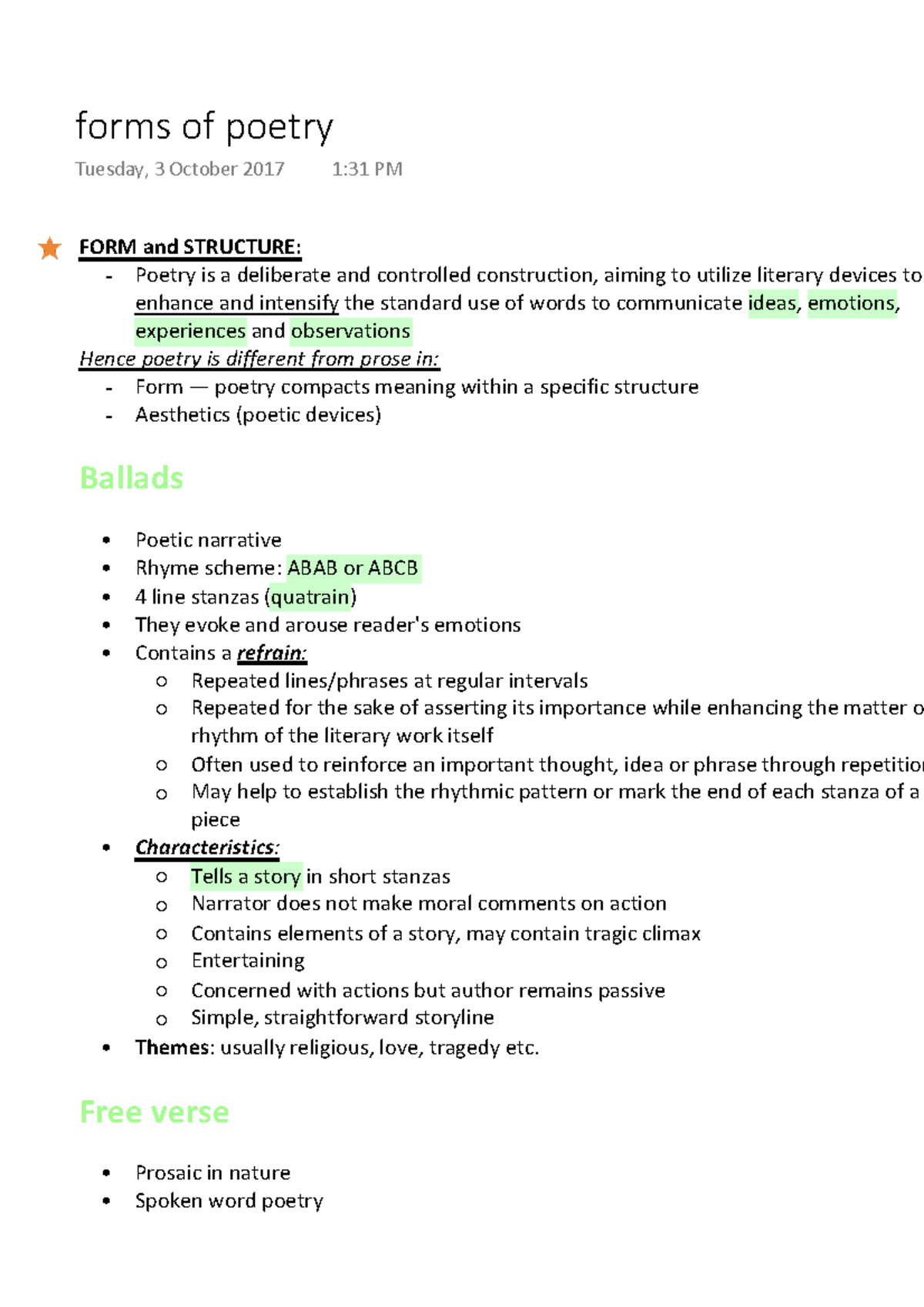 Forms of poetry - FORM and STRUCTURE: Poetry is a deliberate and ...