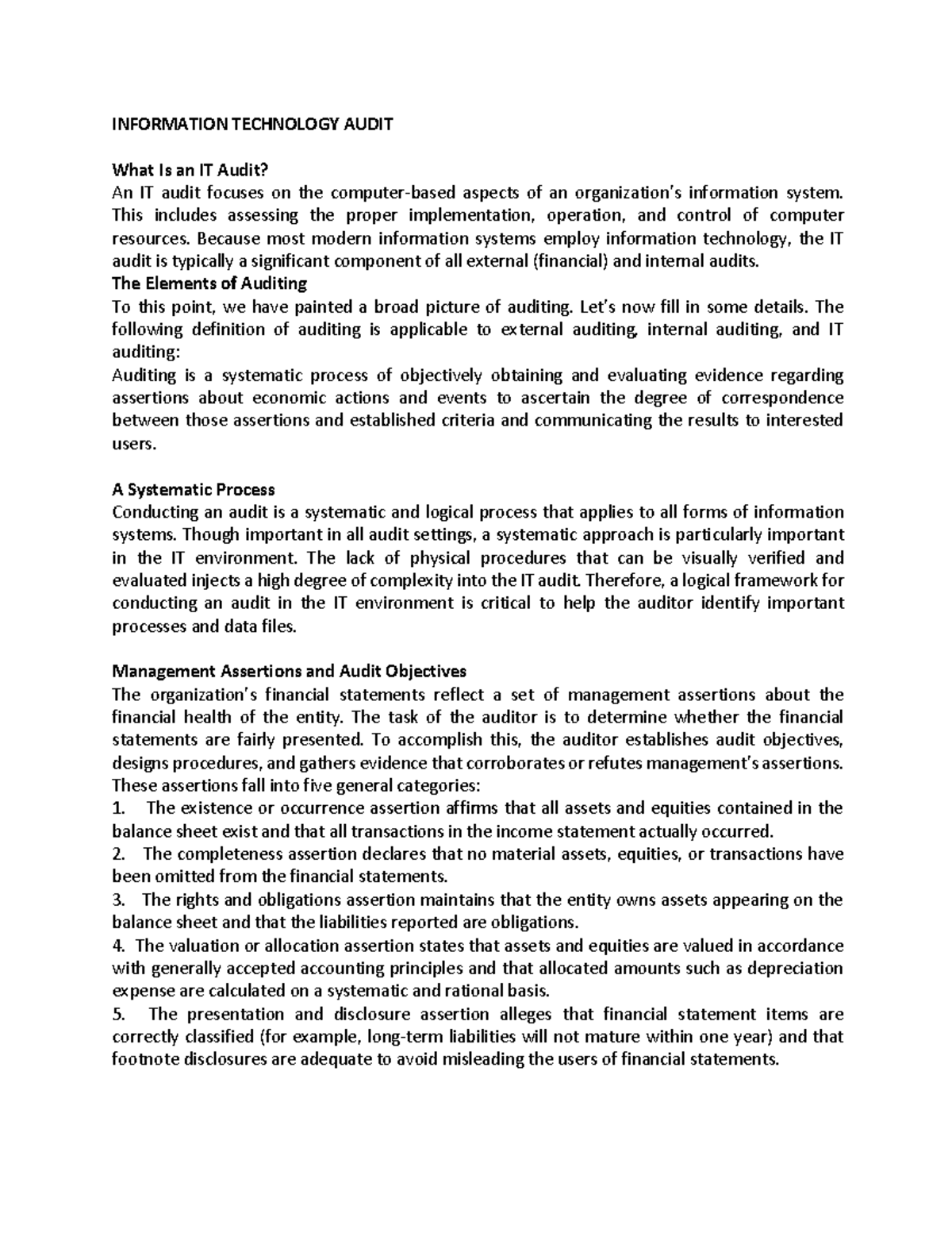Accounting Information Audit - INFORMATION TECHNOLOGY AUDIT What Is an ...