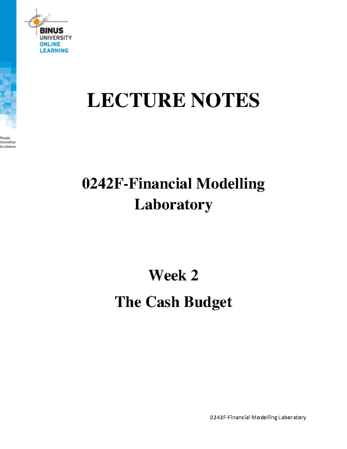 Materi Financial Modelling Laboratory The Cash Budget - LECTURE NOTES ...