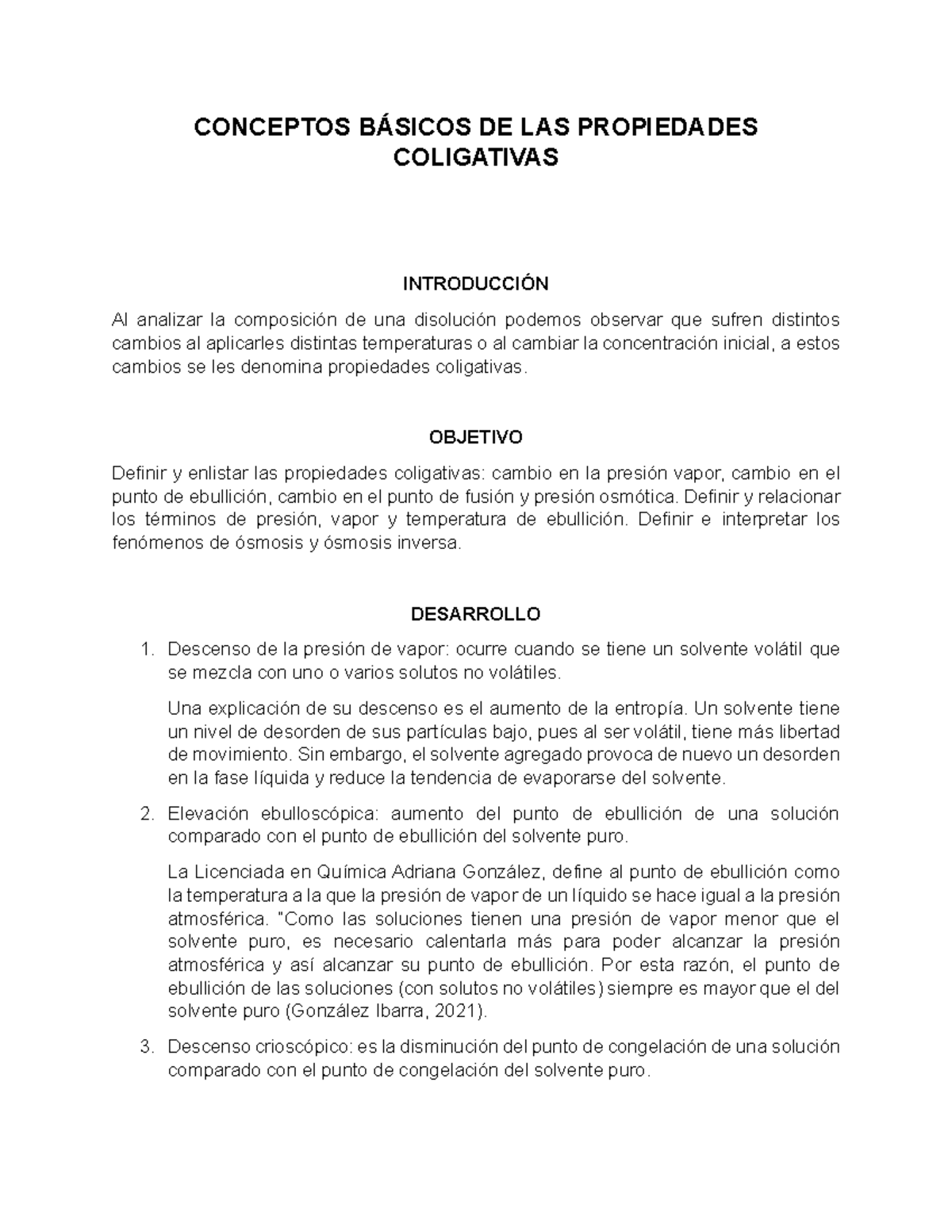 Propiedades Coligativas - OBJETIVO Definir y enlistar las propiedades ...