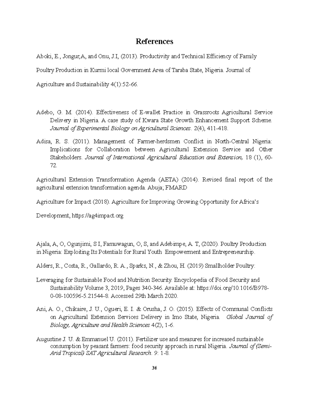 Final References - Work on economics - References Aboki, E., Jongur,A ...