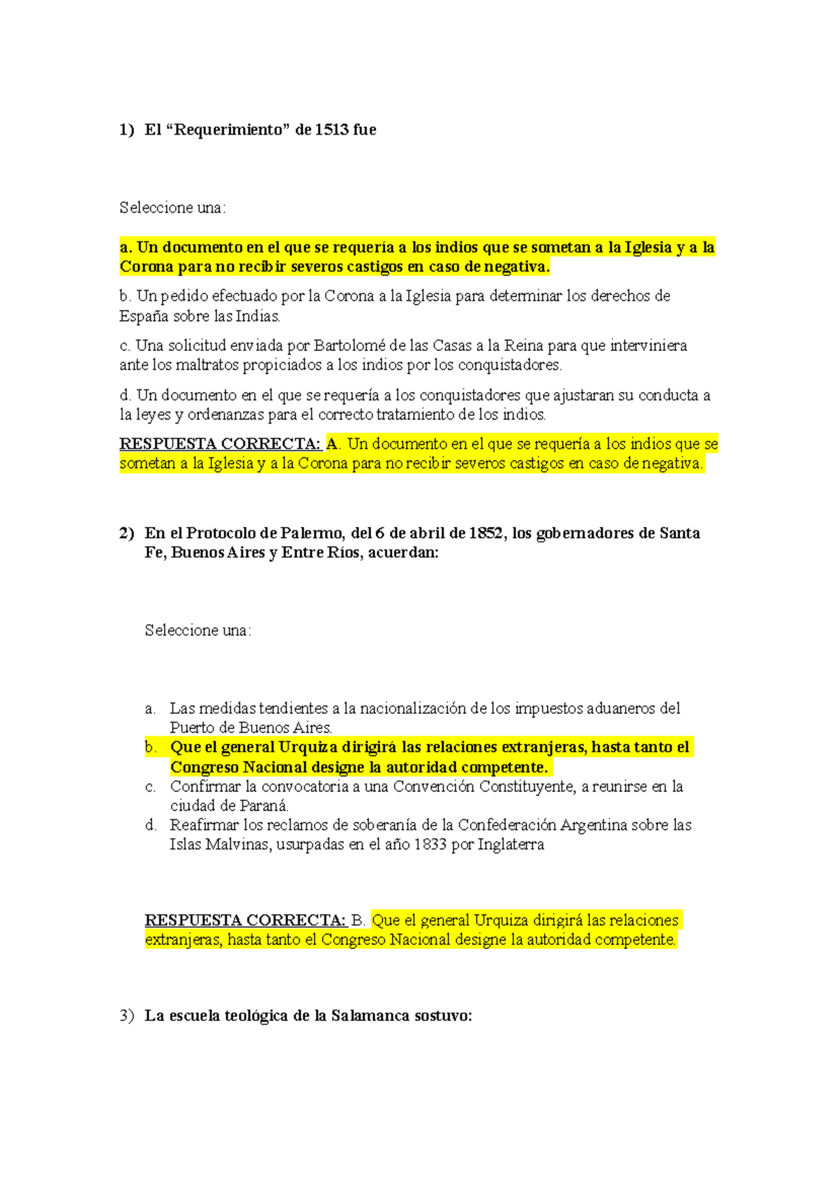 Preguntero Histo ria - otros - El “Requerimiento” de 1513 fue ...