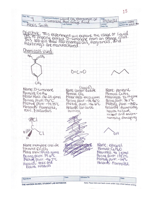 Pre Lab 6 - Prelab work of experiment 6 - CHM2210L - Studocu