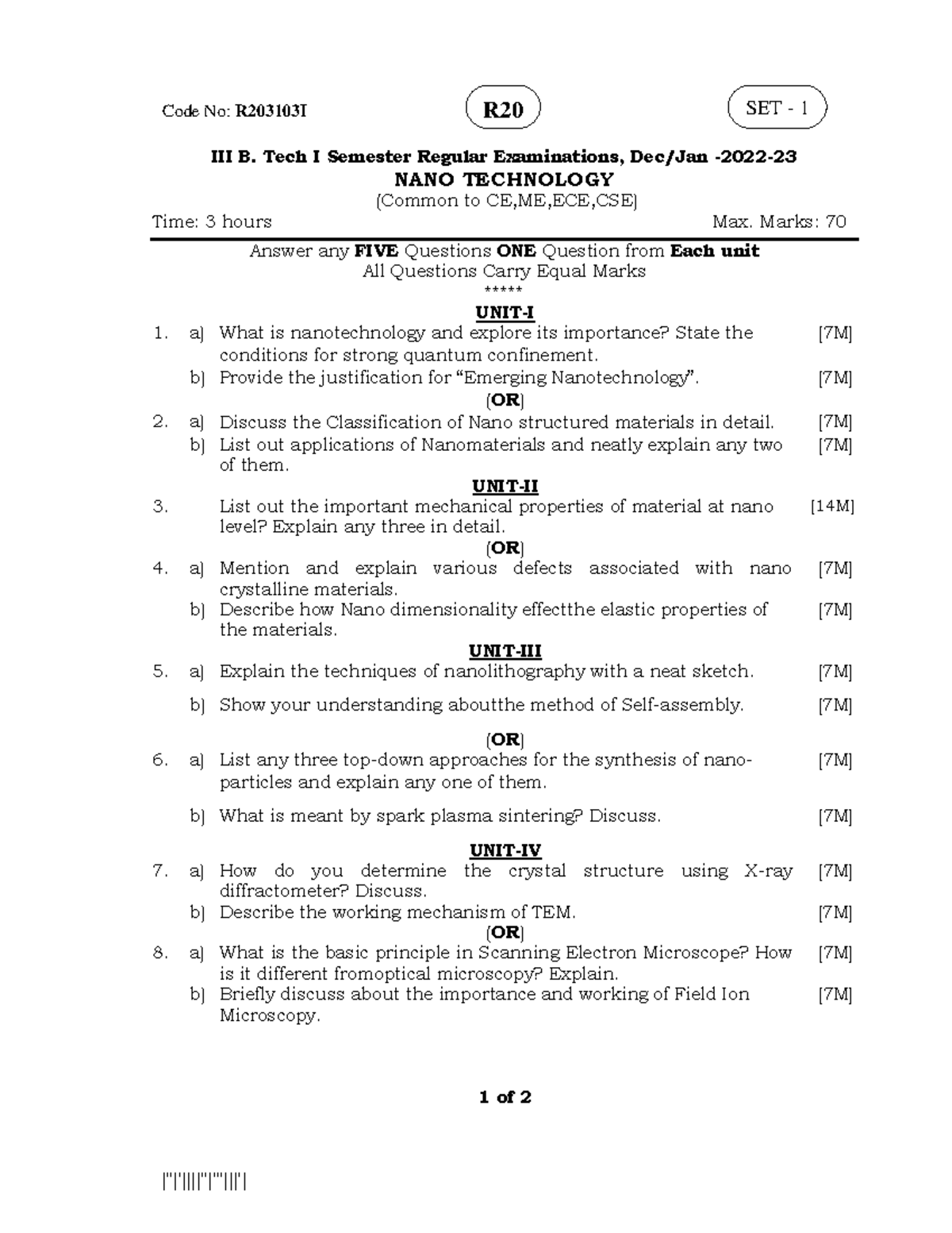 NANO Technology JAN 2023 - |''|'||||''|'''|||'| t III B. Tech I Semester Regular Examinations ...