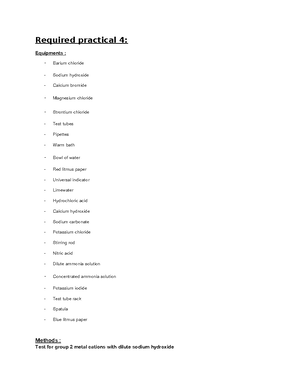 Required Practical 5b: Ethanal and Ethanoic Acid Preparation - Required ...