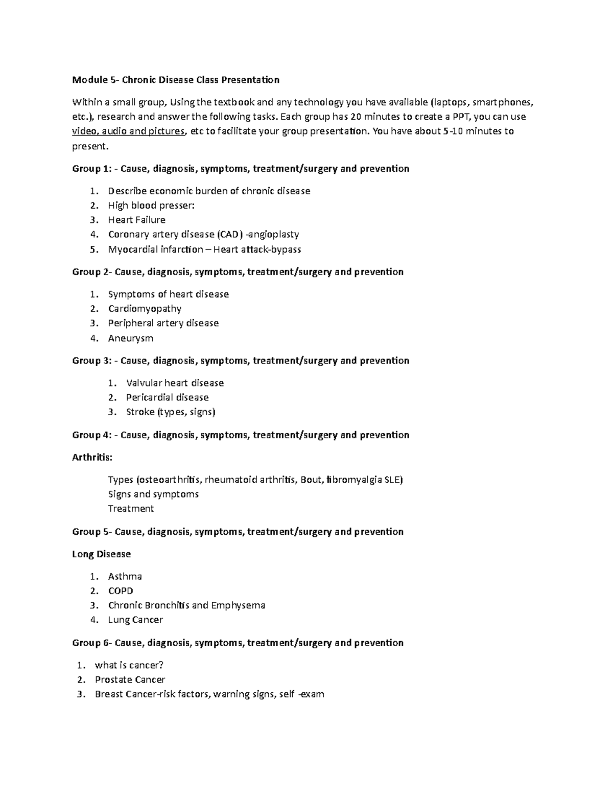 Activity 2- Chronic Disease - Module 5- Chronic Disease Class ...