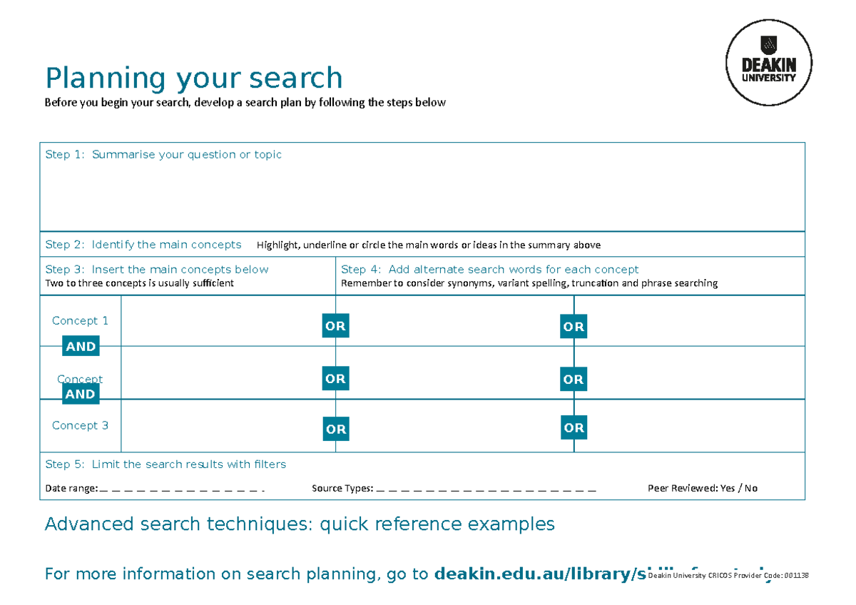 Search-planner for assignments - Planning your search Before you begin ...
