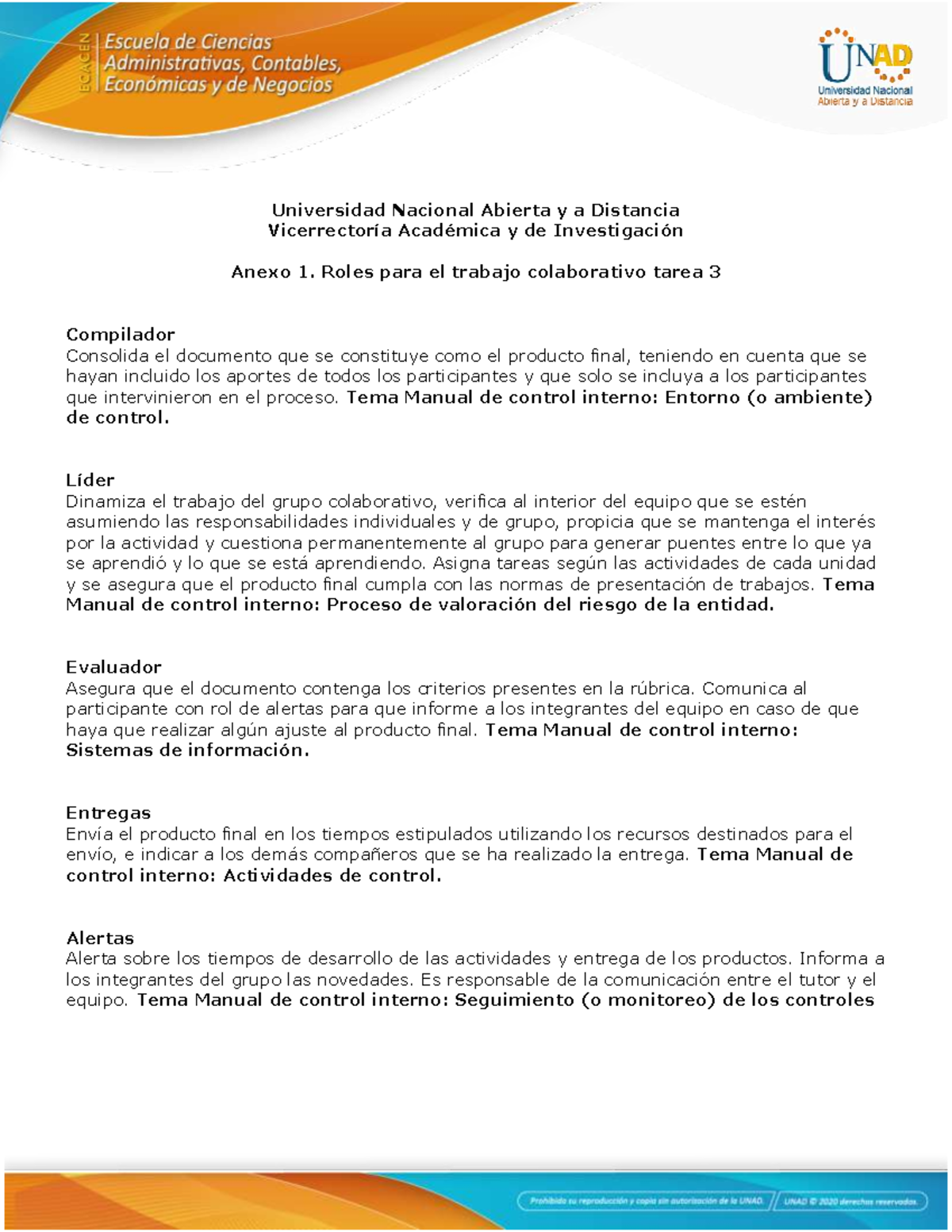 Anexo 1- Roles para el trabajo colaborativo tarea 3 - Universidad Nacional Abierta y a Distancia ...