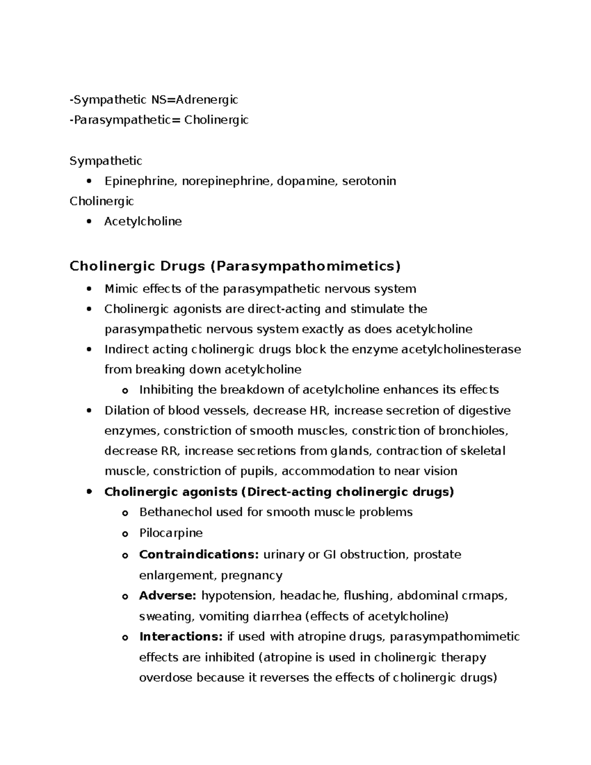 Cholinergic Drugs - Notes, content, helpful hints, powerpoints ...