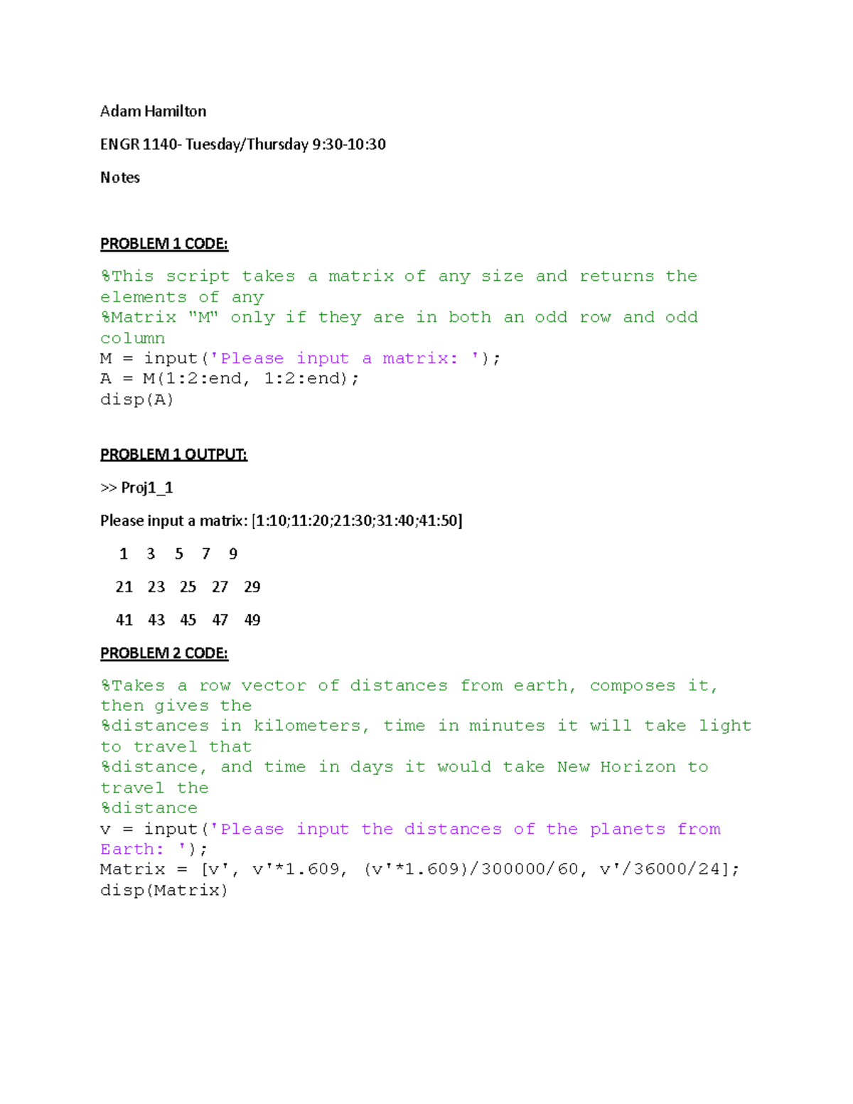 ENGR 1140 Notes 8 - Adam Hamilton ENGR 1140- Tuesday/Thursday 9:30-10 ...