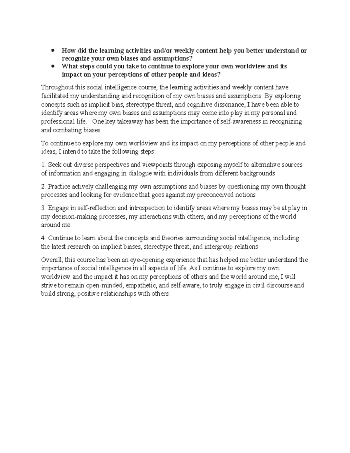 Week 11 Reflection - How did the learning activities and/or weekly content help you better - Studocu