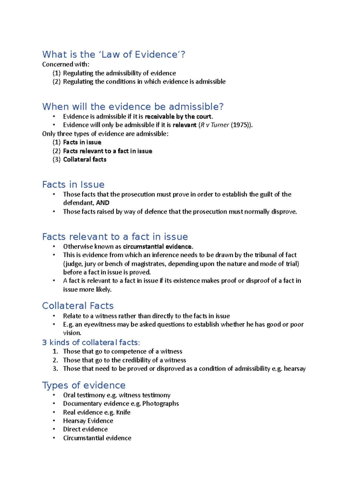 Lecture 1 notes EPA - Foundation of EPA - What is the ‘Law of Evidence ...
