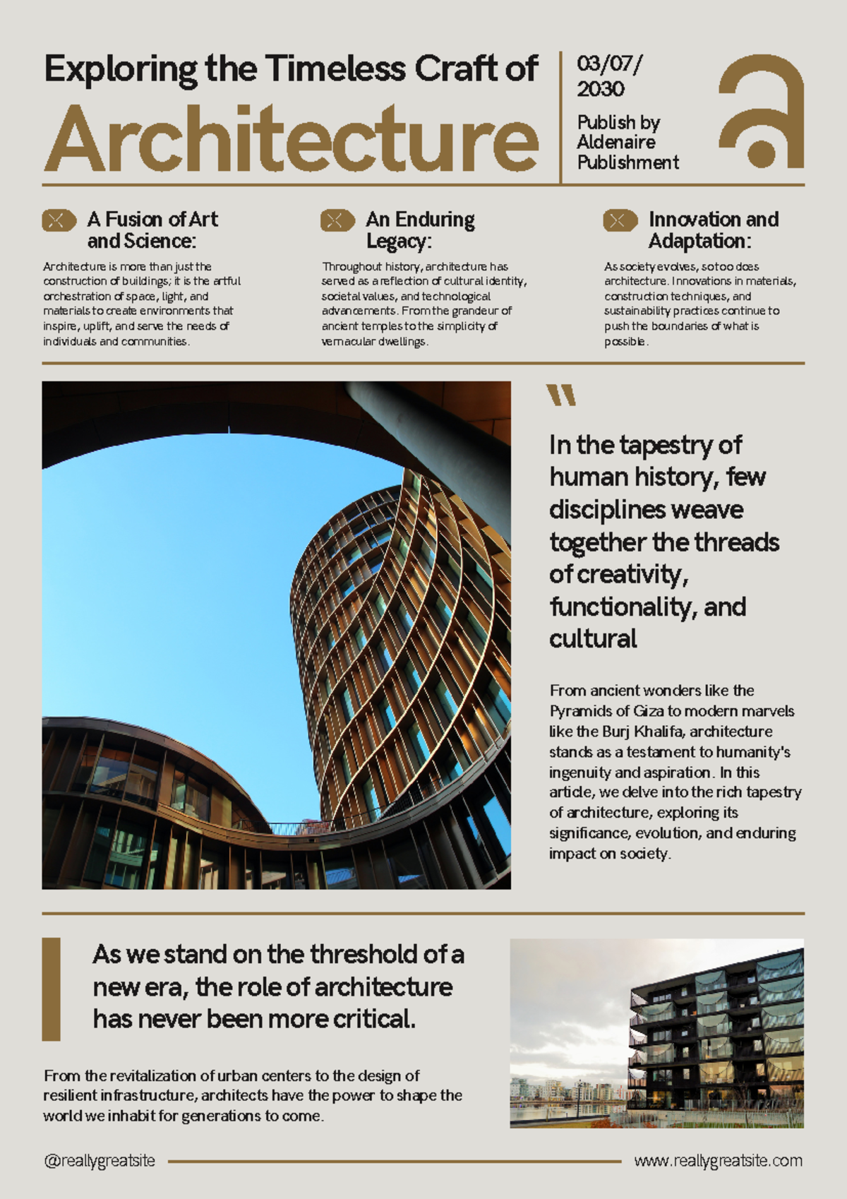Gold Modern Architecture Article Page A4 Document - Architecture ...