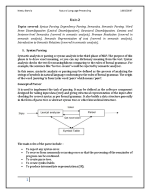 18CSE359T NLP Notes Unit 2 - 18CSE359T NATURAL LANGUAGE PROCESSING UNIT ...