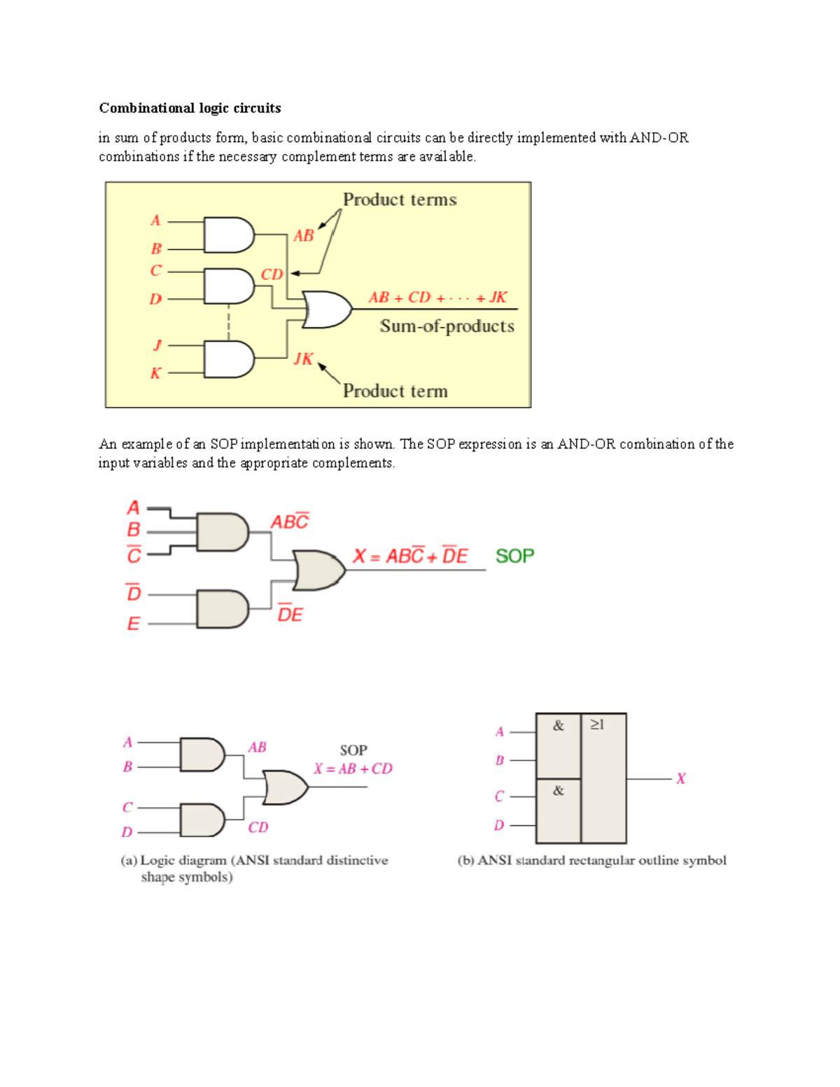 Chapter 5 - Combinational logic circuits in sum of products form, basic combinational circuits ...