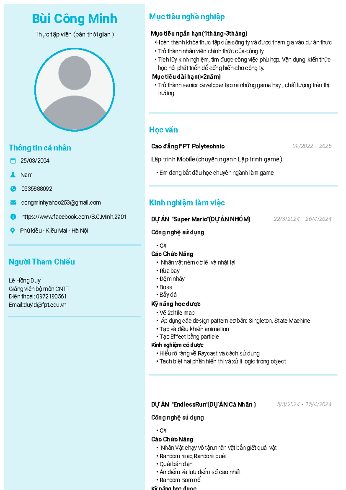 CV Bùi Công Minh - CV (Bùi Công Minh )-Top CV.vn - Bùi Công Minh Thực tập viên (bán thời gian ...