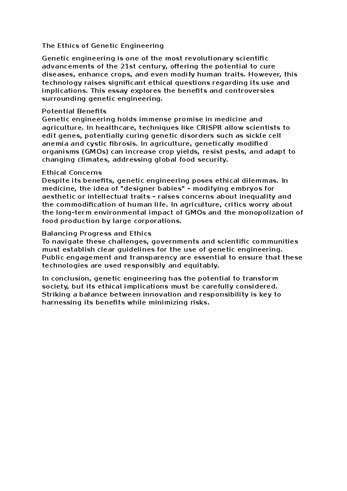 Geneticengineering - Genetic engineering essay - The Ethics of Genetic ...