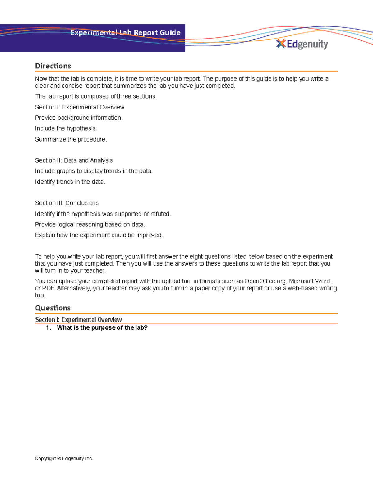 Experimental Lab Report Guide - Experimental Lab Report Guide ...