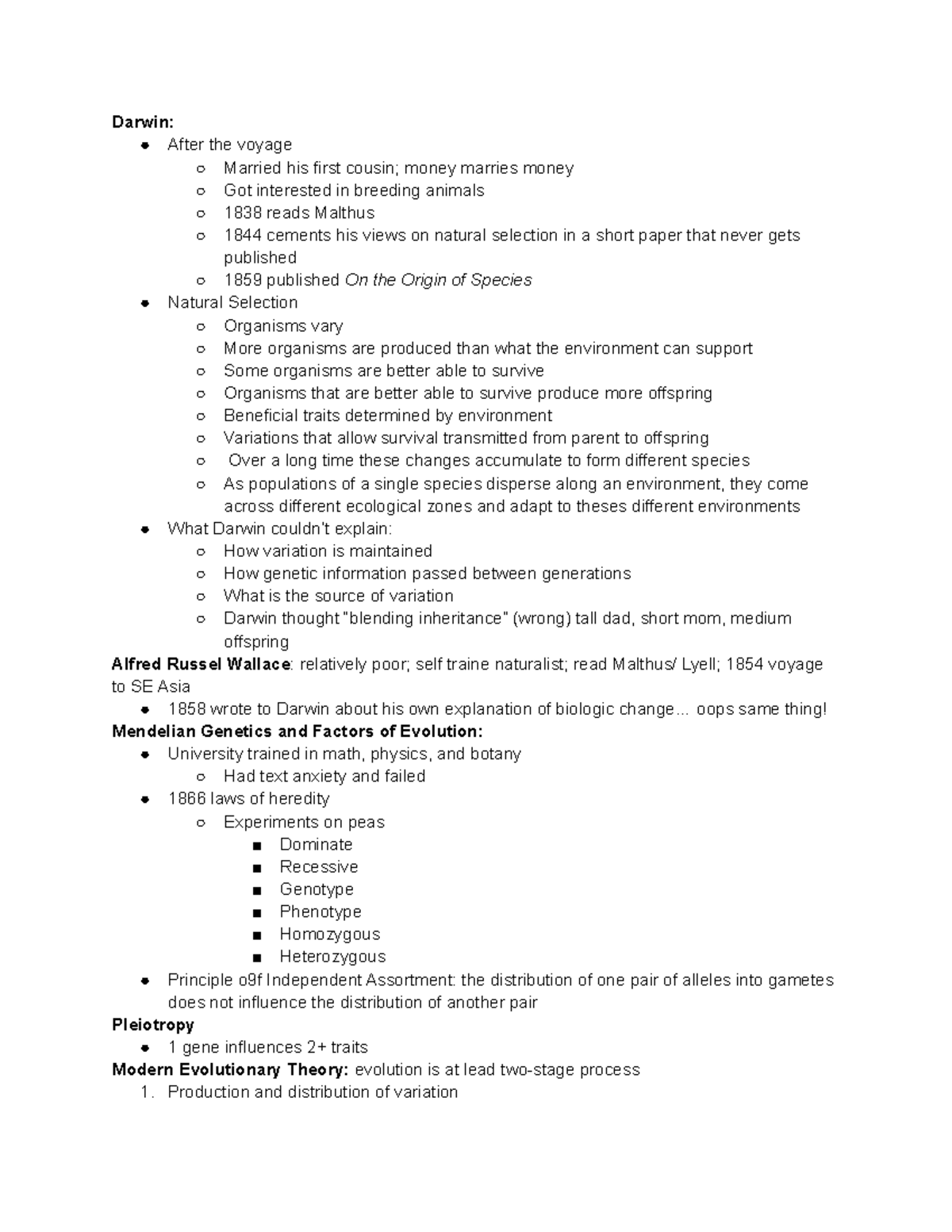 Human evolution - Notes from class - Darwin: After the voyage Married ...