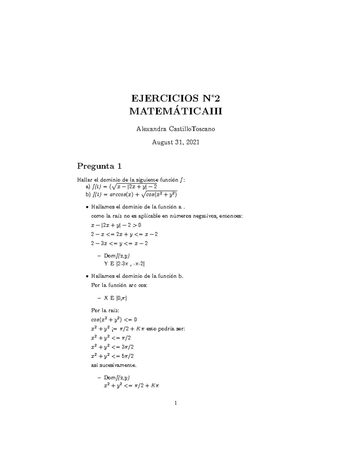 Ejercicios N 2 Matem Ticaiii - Matemática III - UNASAM - Studocu