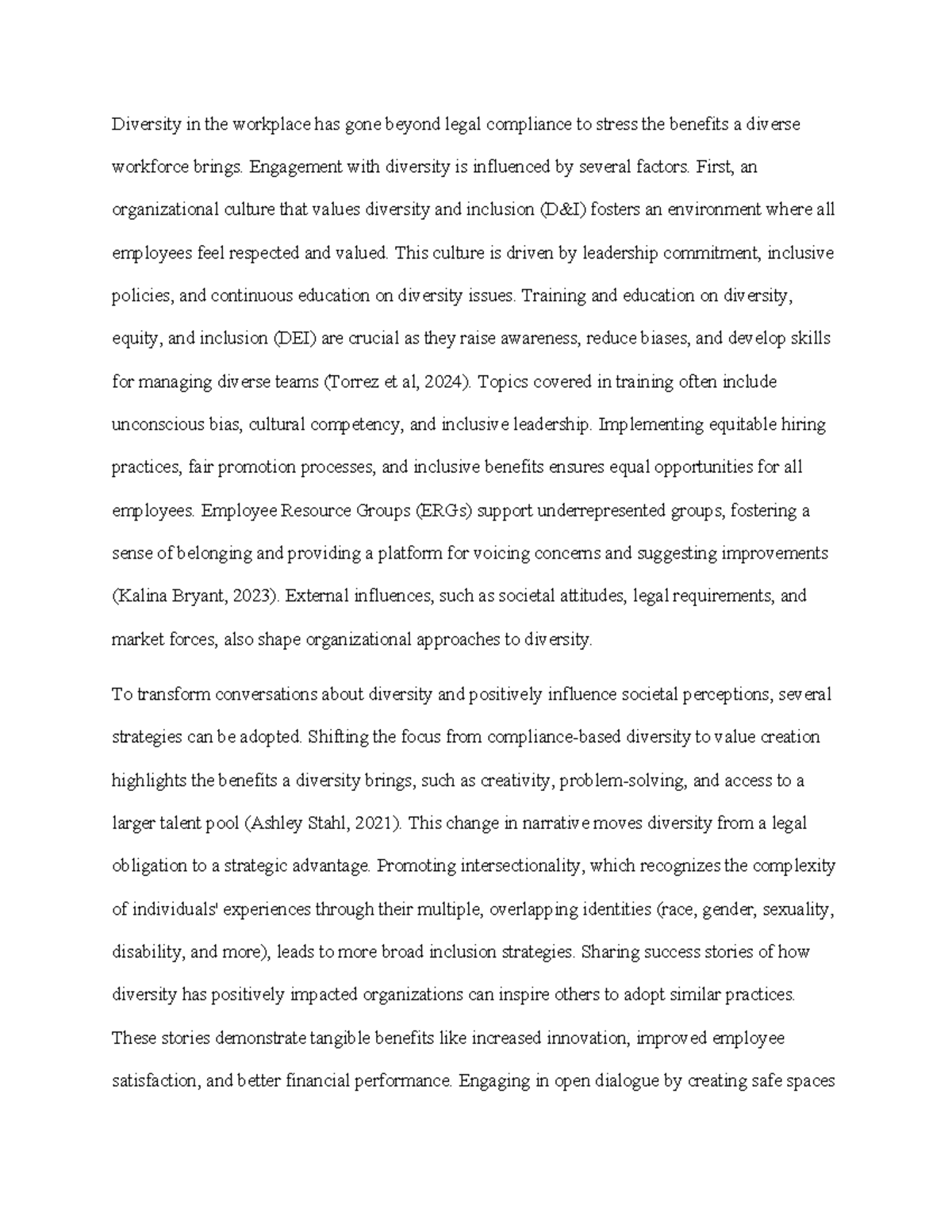 ISD 400 Module 4 - Assignment - Diversity in the workplace has gone ...