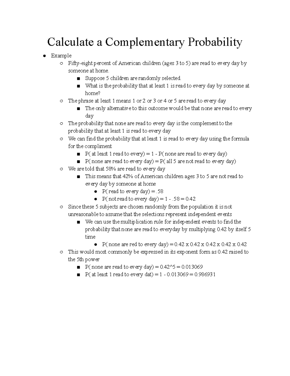 Calculate a Complementary Probability - Suppose 5 children are randomly ...