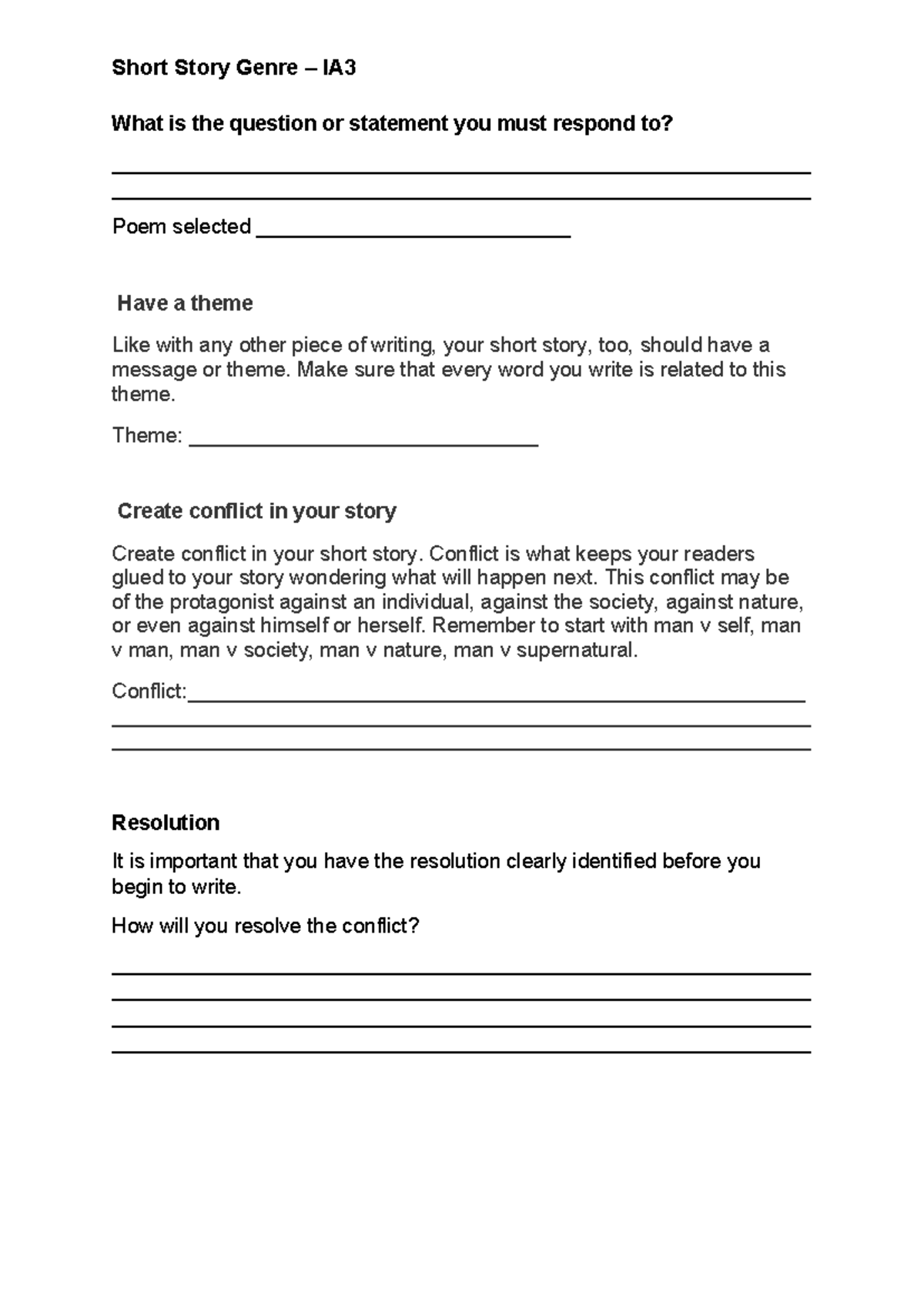 Scaffolding for Short Story - Short Story Genre – IA What is the ...