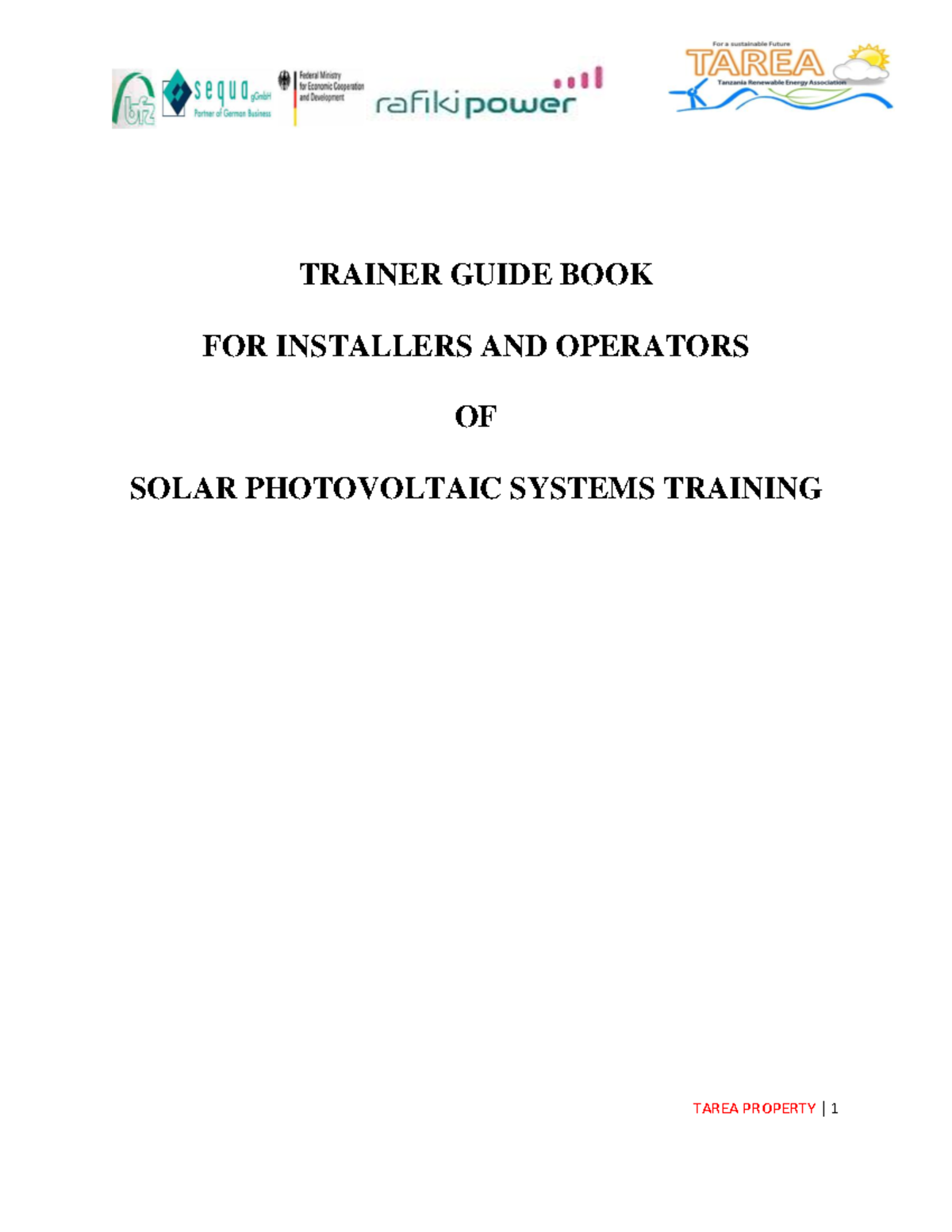 Trainer Guide - TRAINER GUIDE BOOK FOR INSTALLERS AND OPERATORS OF ...