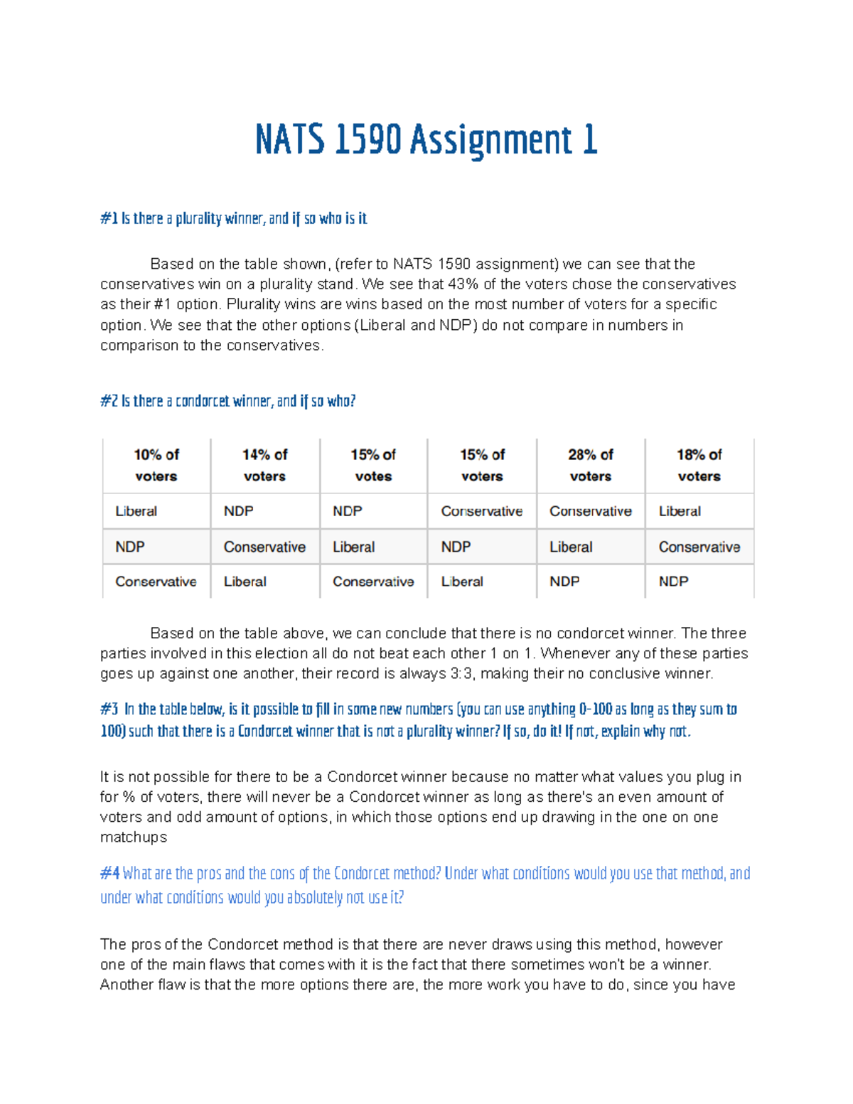 NATS 1590 Assignment 1 - NATS 1590 Assignment 1 #1 Is there a plurality ...