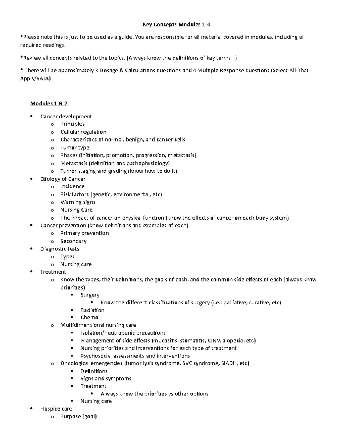 Key Concepts Mods 1-4 - STUDYY - Key Concepts Modules 1- *Please note ...