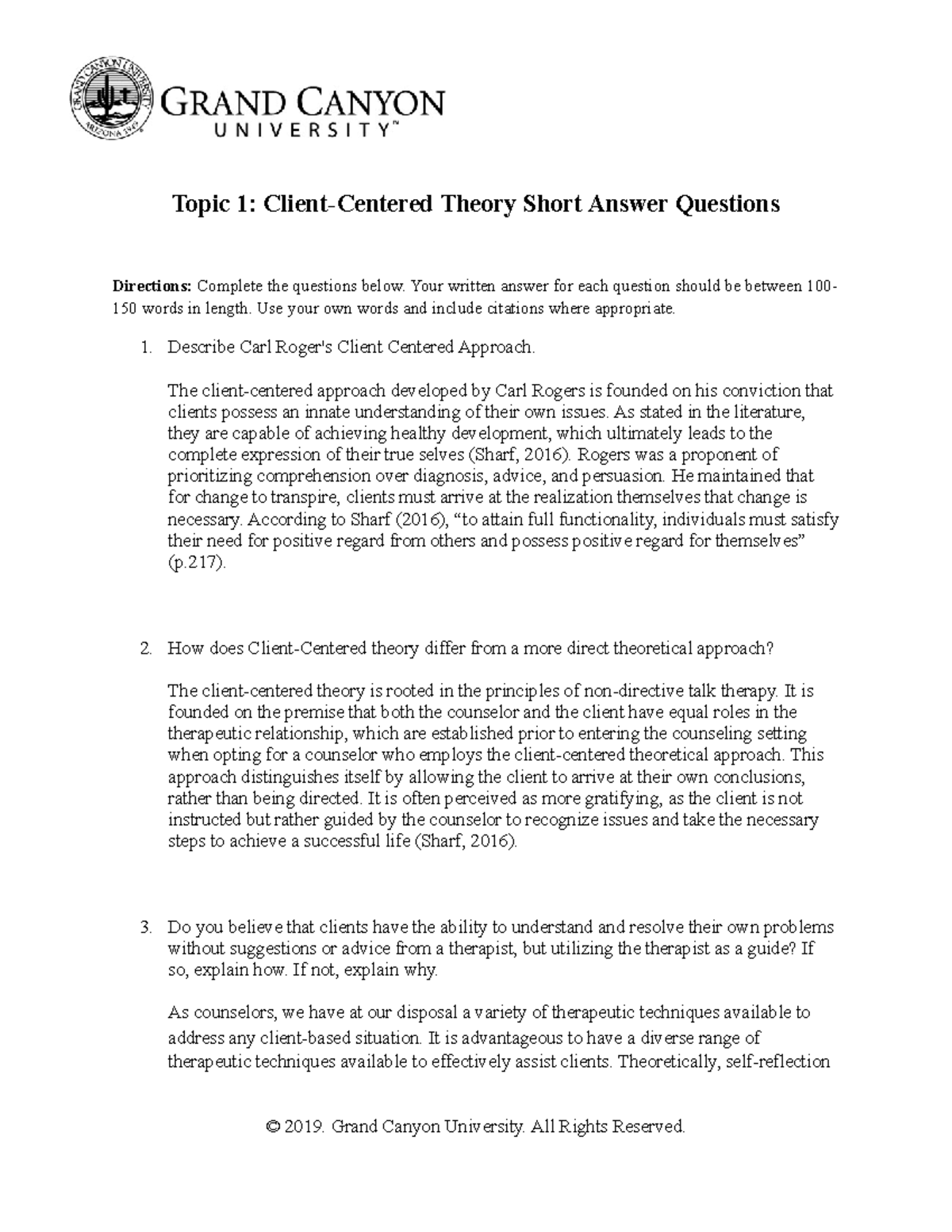 PCN 365 RS T1Client Centered Theory Short Answer Questions - Topic 1 ... PCN 365 RS T1Client Centered Theory Short Answer Questions - Topic 1 ...