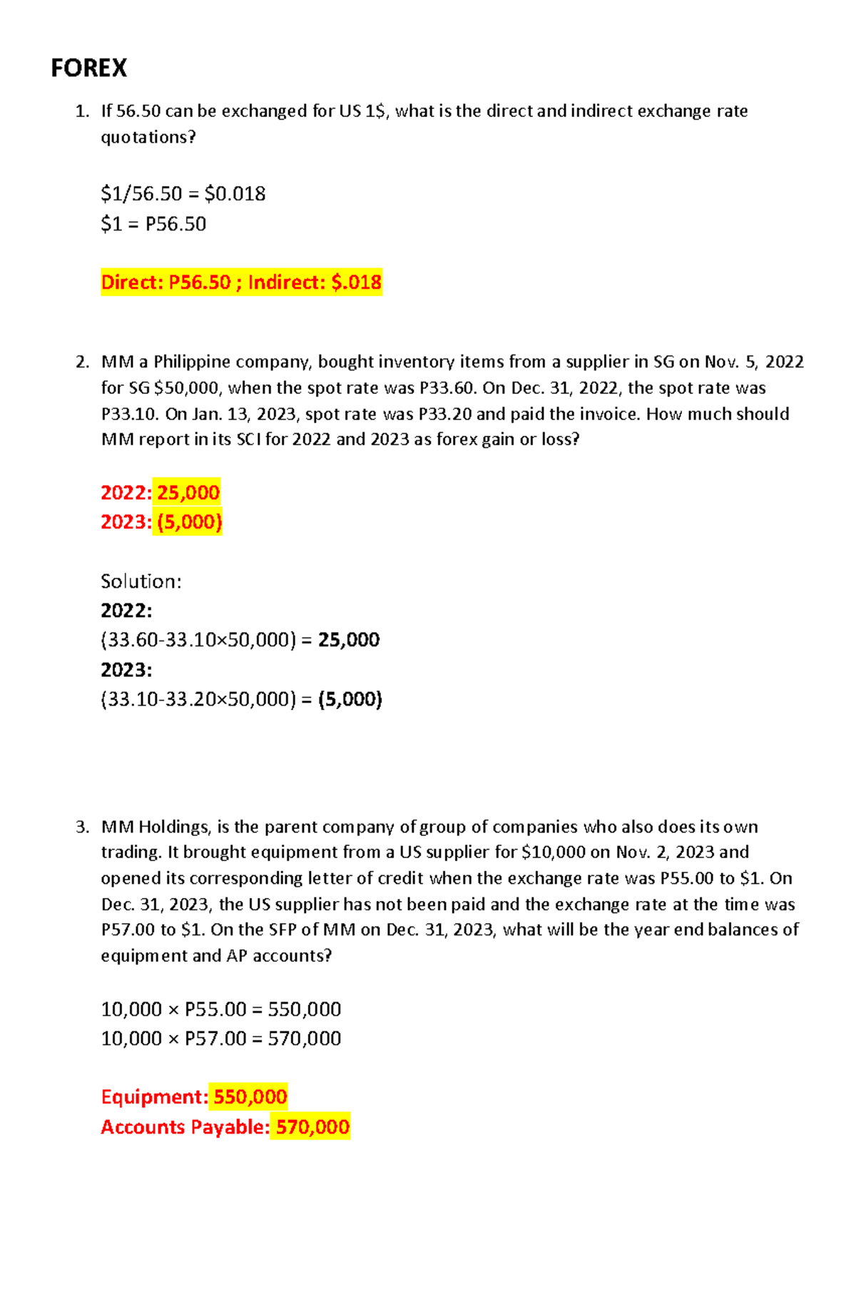 Forex-solution - FOREX 1. If 56 can be exchanged for US 1$, what is the ...