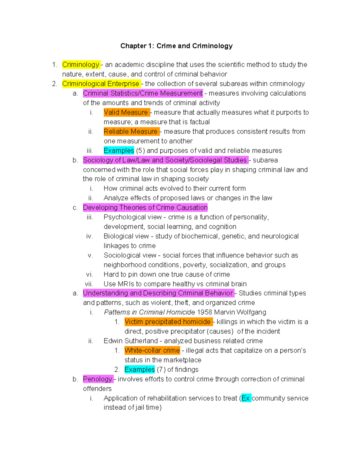Criminology Notes Ch 1 Chapter 1 Crime And Criminology 1