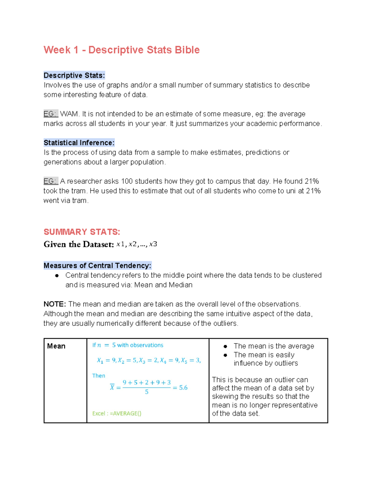 Chapter 1 - Descriptive Stats - Week 1 - Descriptive Stats Bible ...