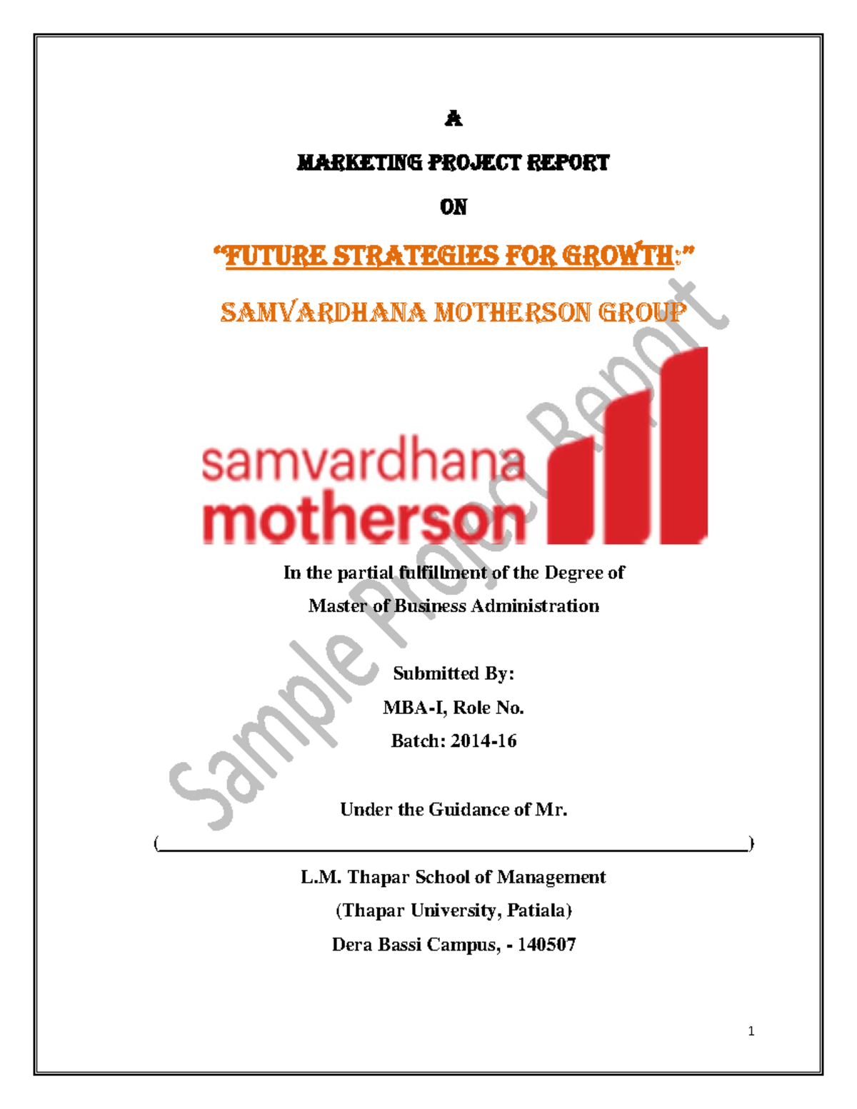 Sample-marketing - this is sample doc - A Marketing Project Report On ...