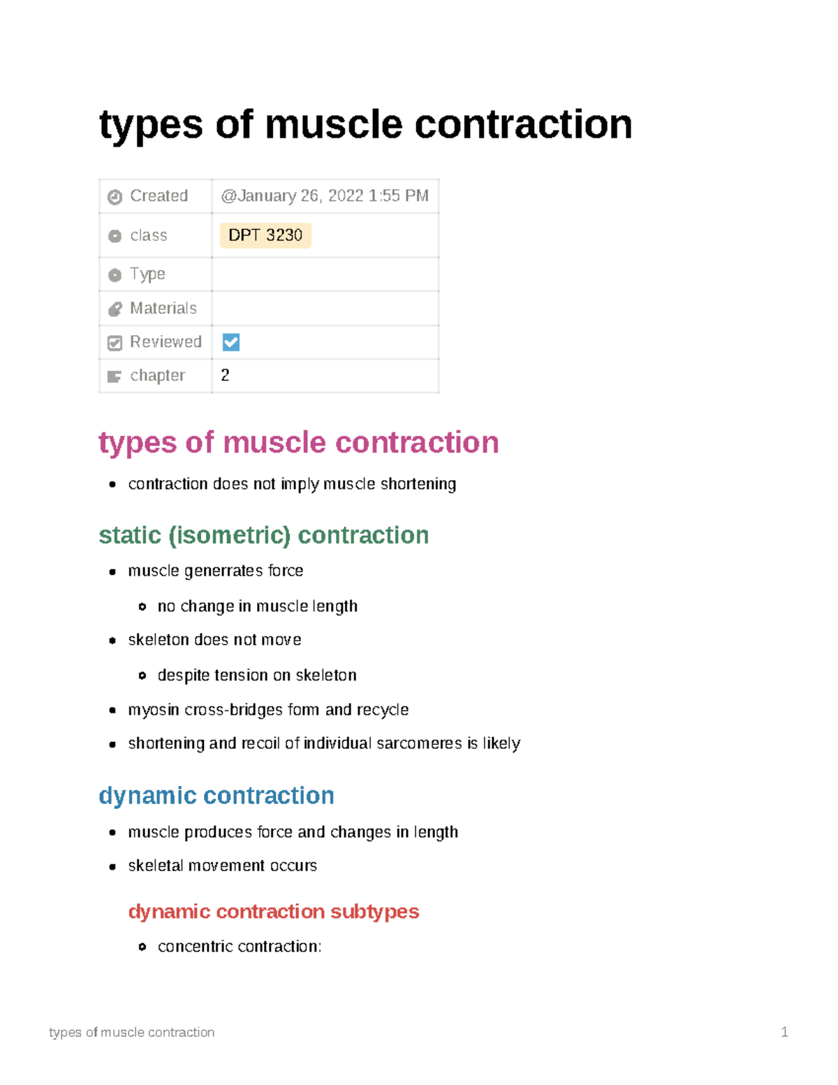 Types of muscle contraction - types of muscle contraction Created class ...