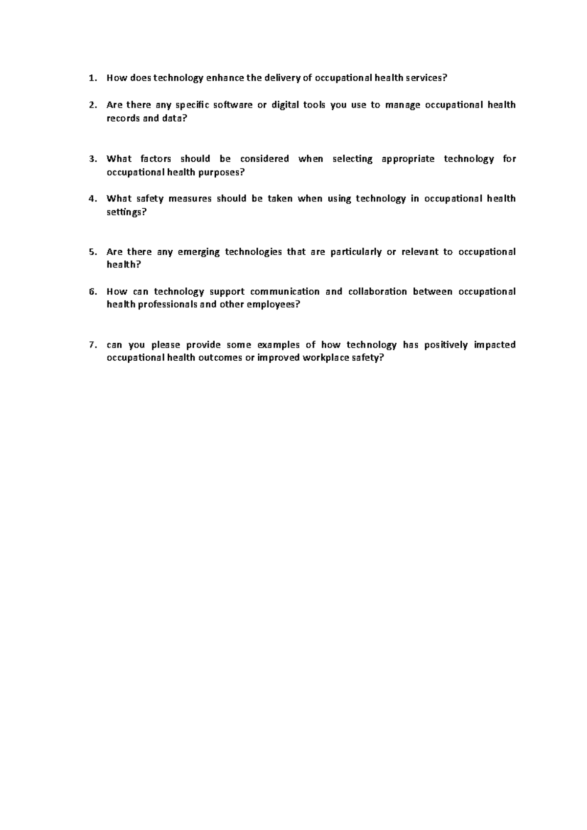 Questionair - research - How does technology enhance the delivery of ...