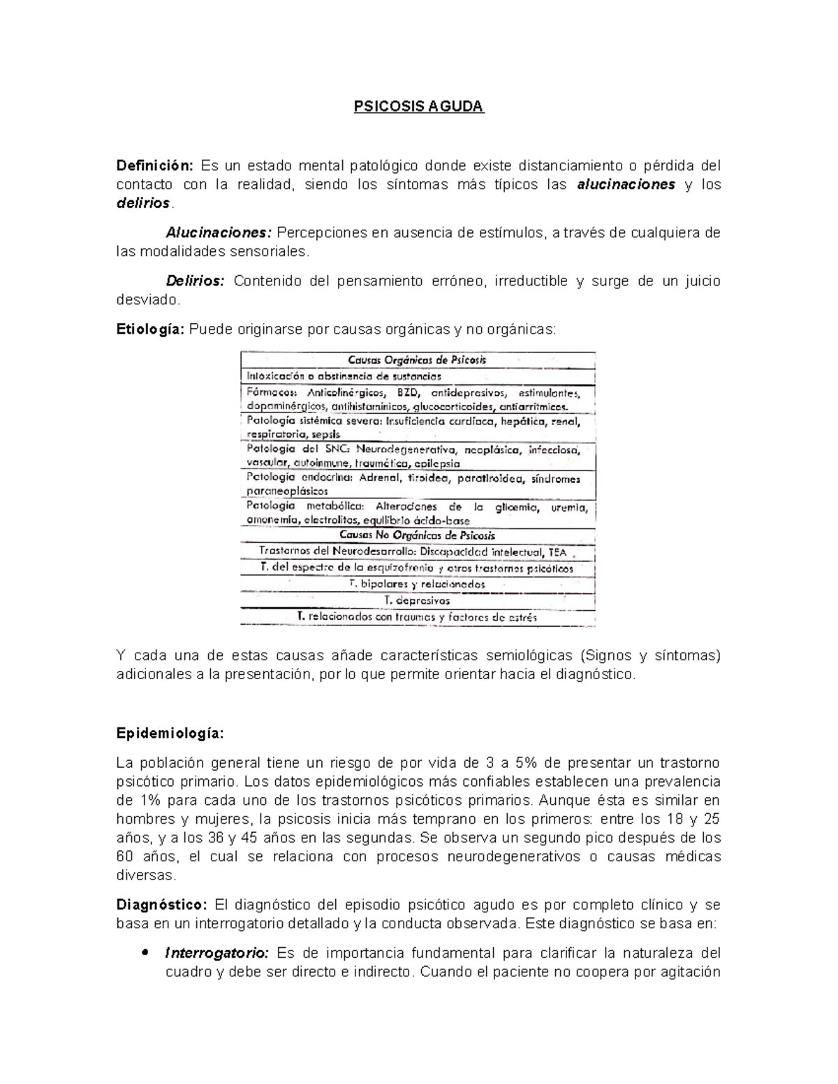 Psicosis Aguda en las Urgencias psiquiatricas - PSICOSIS AGUDA ...