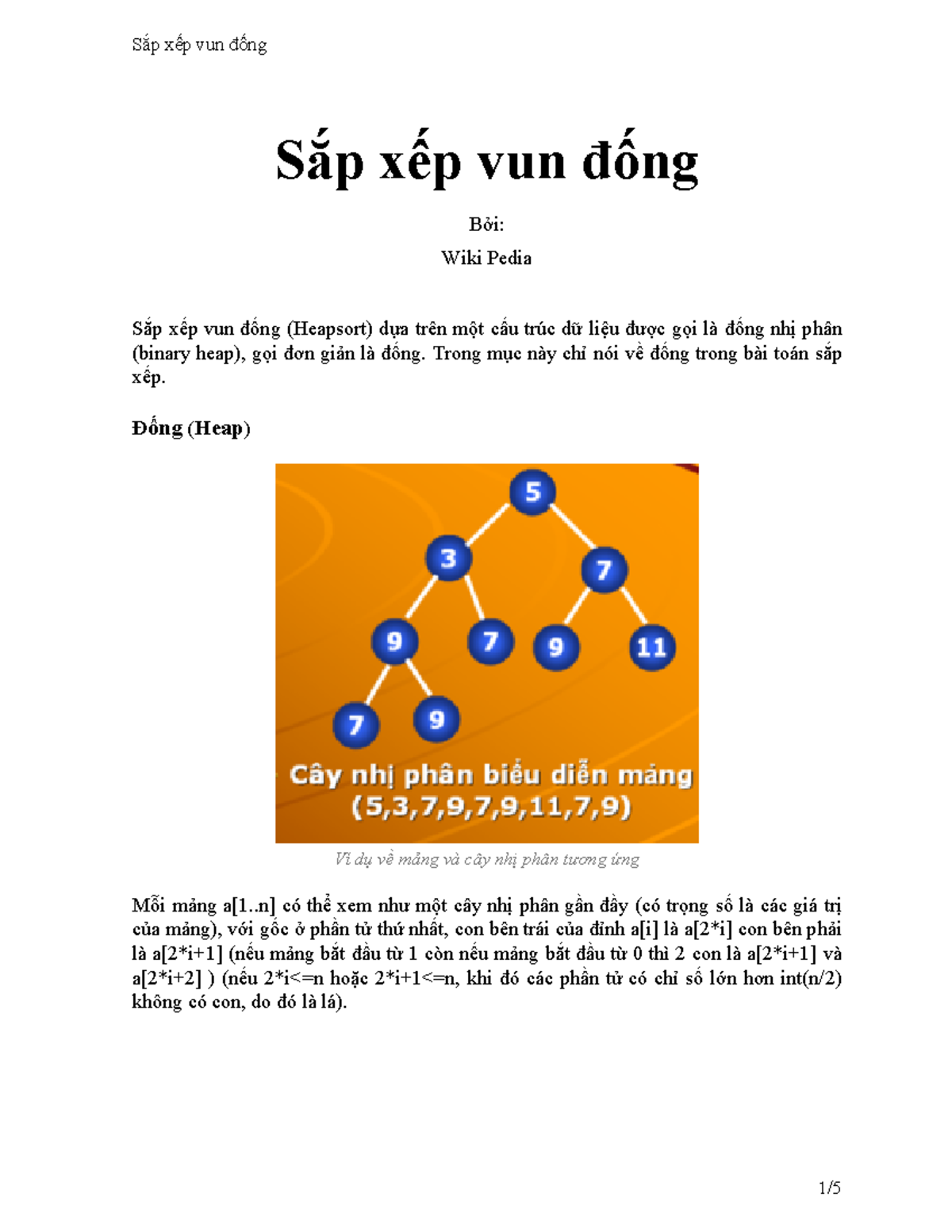 Sắp Xếp Vun đống Heap Sort Sắp Xếp Vun đống Bởi Wiki Pedia Sắp Xếp Vun đống Heapsort Dựa