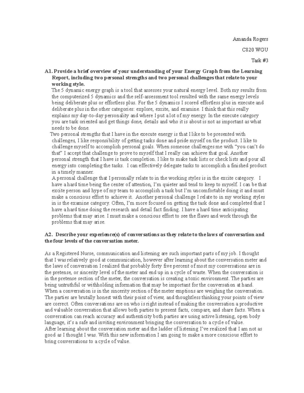 Arogers c820 task 3 - Grade: pass - Amanda Rogers C820 WGU Task # A1 ...