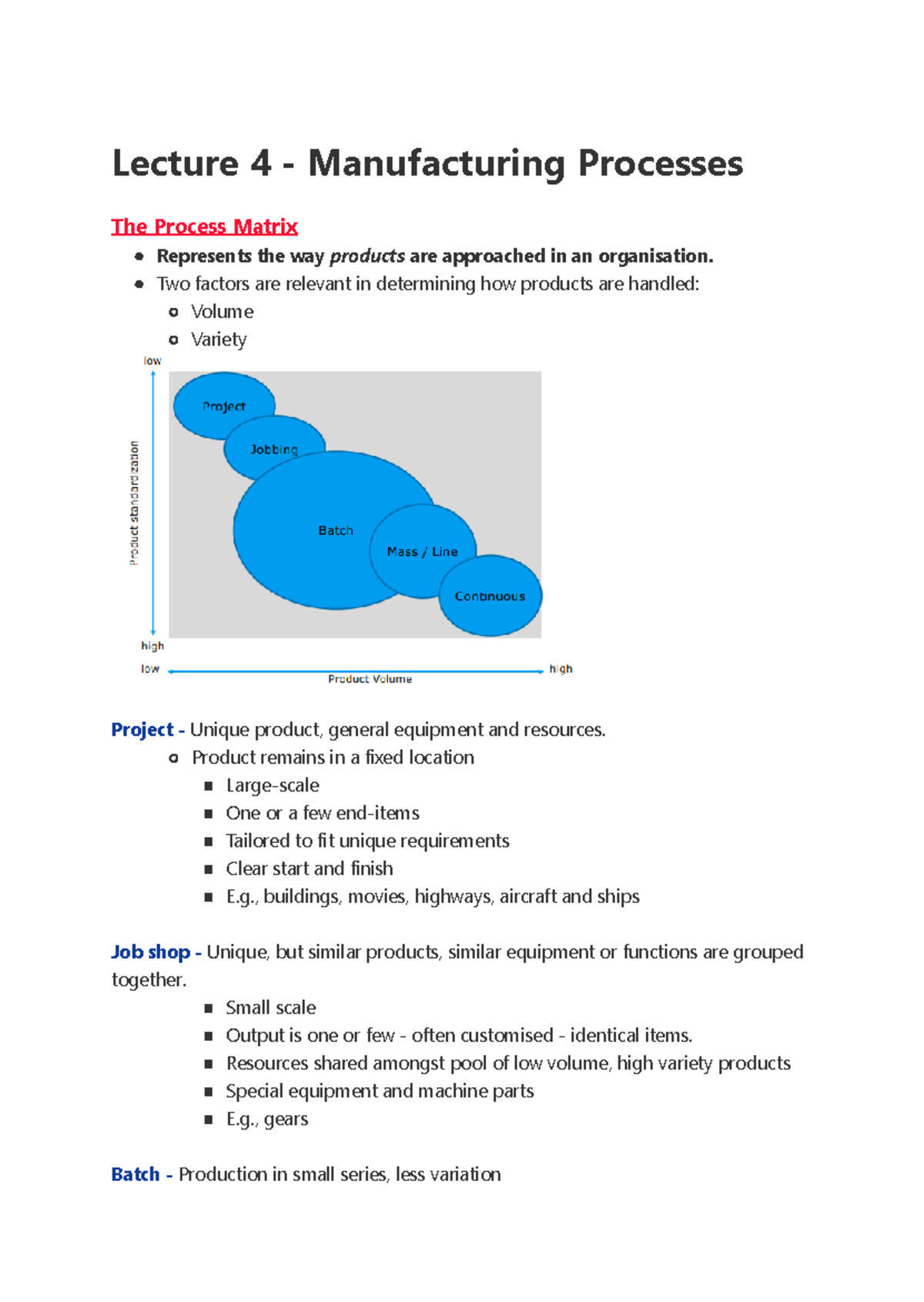 Lecture 4 - Manufacturing Processes - Lecture 4 - Manufacturing ...