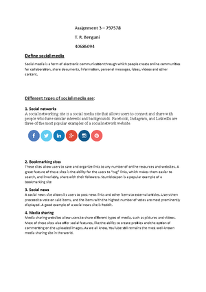 COS2626- Opsomming - Chapter 1 Introduction to Networking How Networks are Used Network services ...
