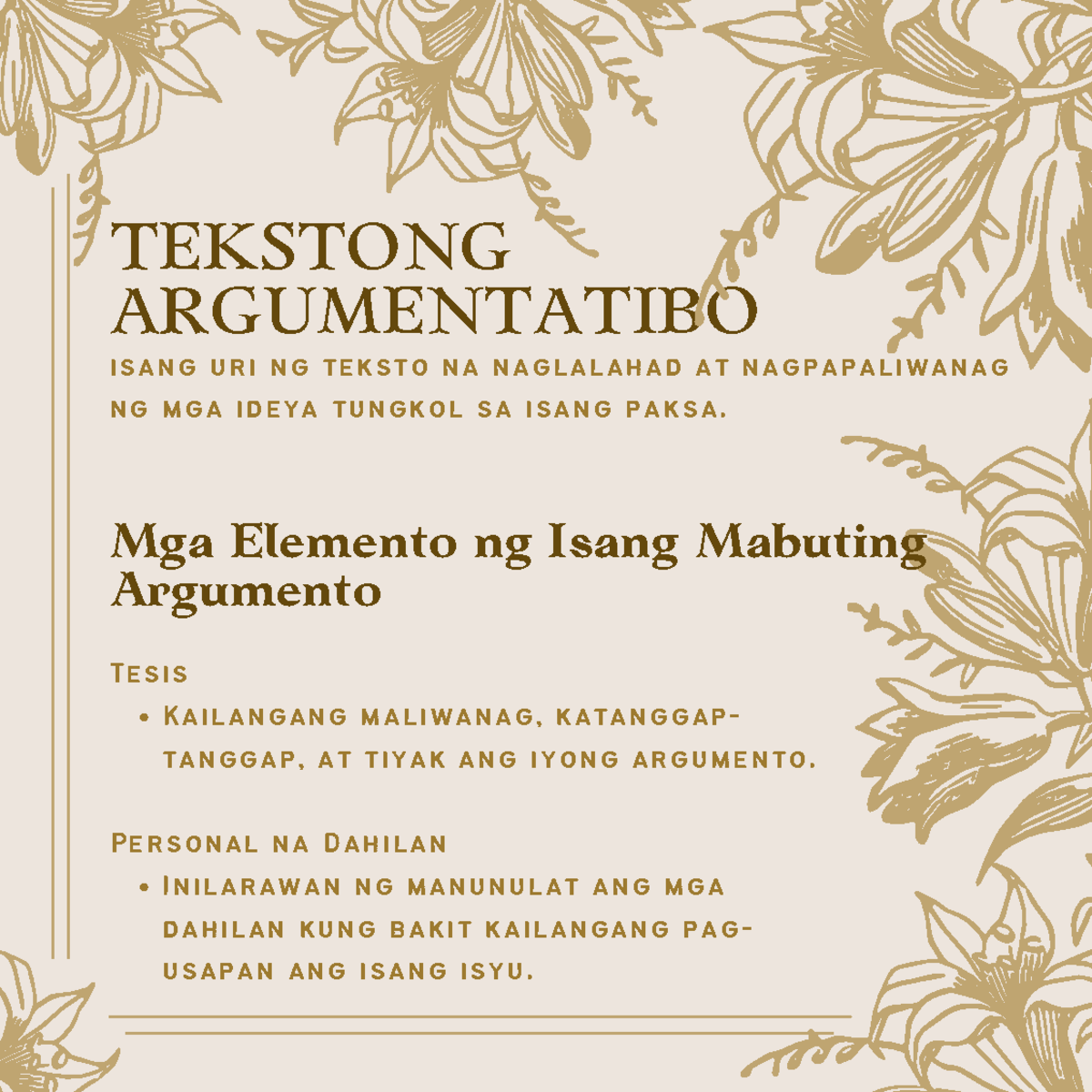 Tekstong Argumento - TEKSTONG ARGUMENTATIBO isang uri ng teksto na ...