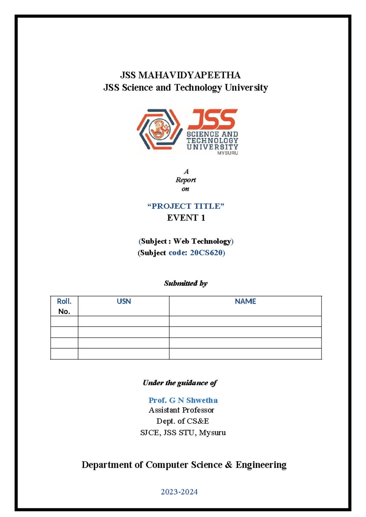Report word - software - JSS MAHAVIDYAPEETHA JSS Science and Technology ...