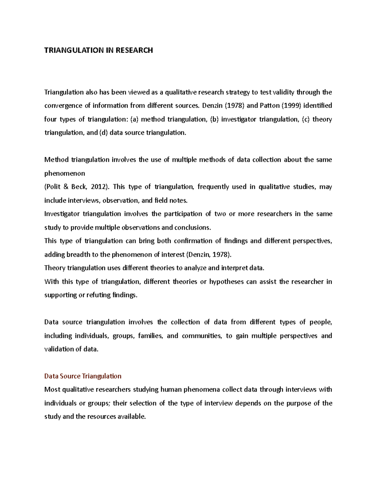 Triangulation IN Research - TRIANGULATION IN RESEARCH Triangulation ...