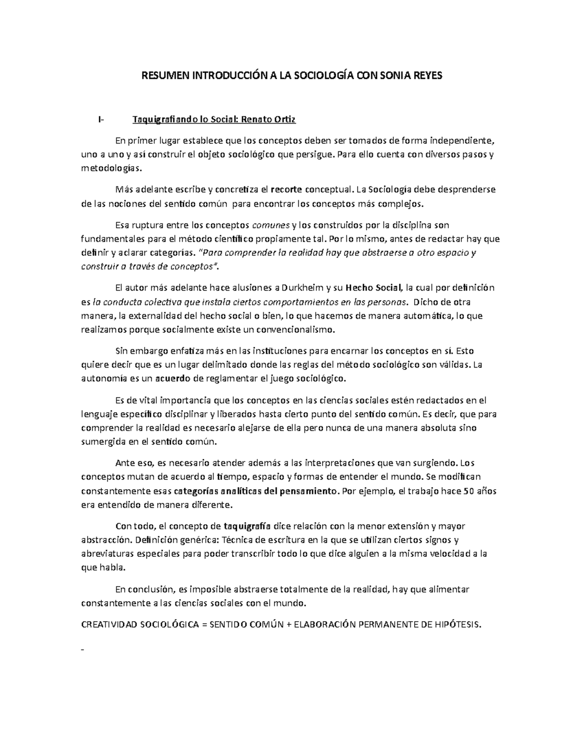 Resumen del curso - RESUMEN A LA CON SONIA REYES Taquigrafiando lo ...