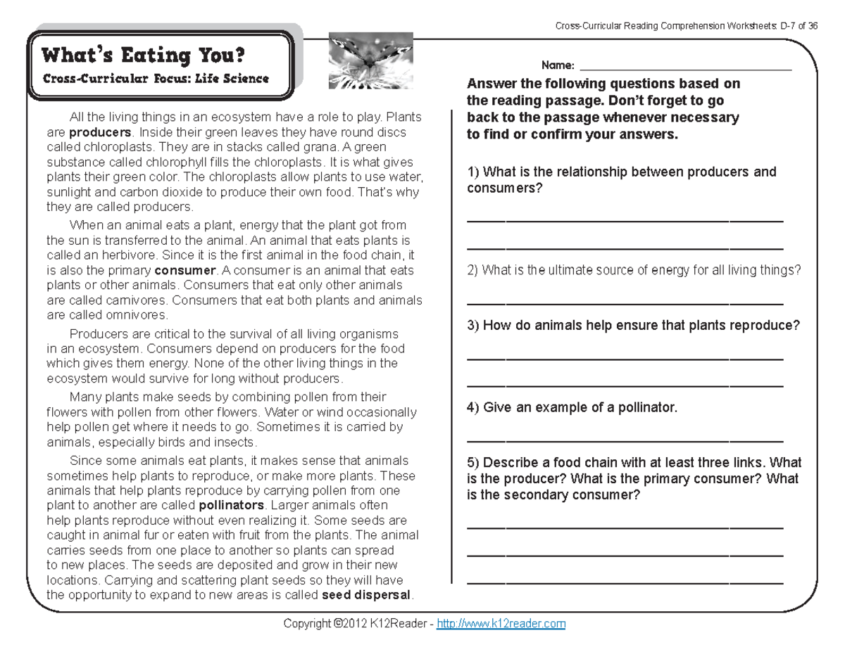 Gr4 Wk7 Whats Eating You - Copyright ©2012 K12Reader - k12reader Cross ...