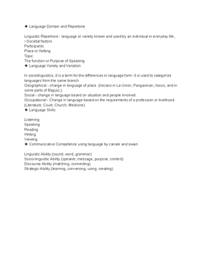 Language Domain - Notes - Role of Language as an instrument in ...